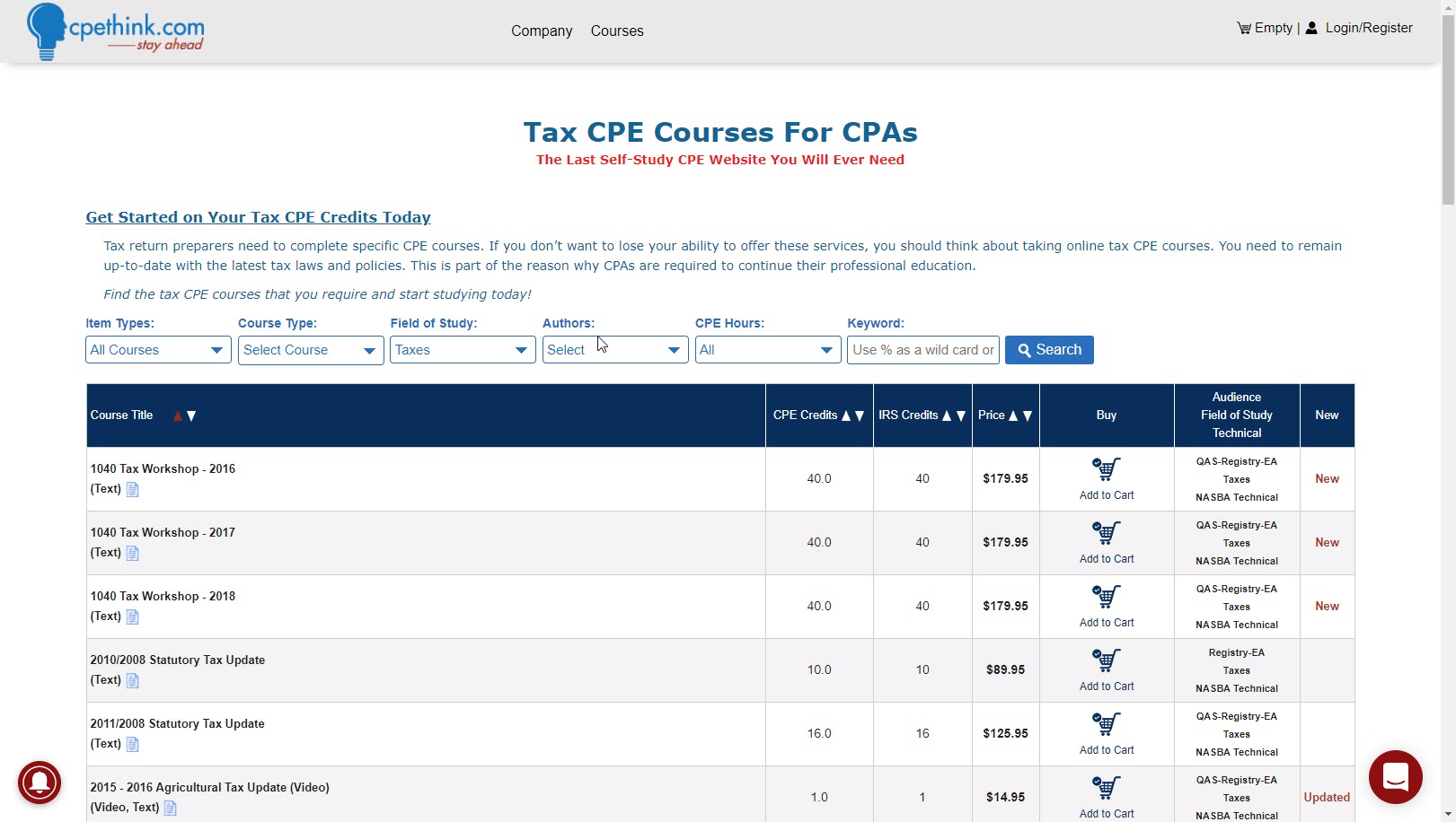 CPE Tax Courses Online for Continuing Education | CPE Think
